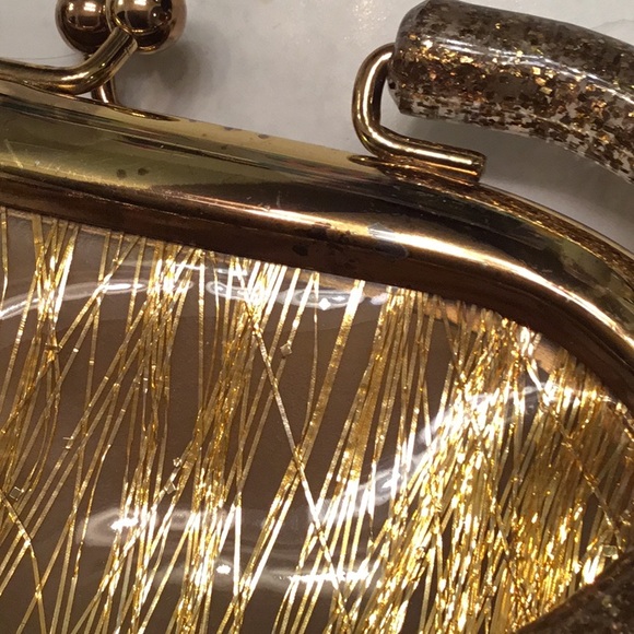 Vintage | Bags | Vintage Plastic Gold Glitter Handbag | Poshmark